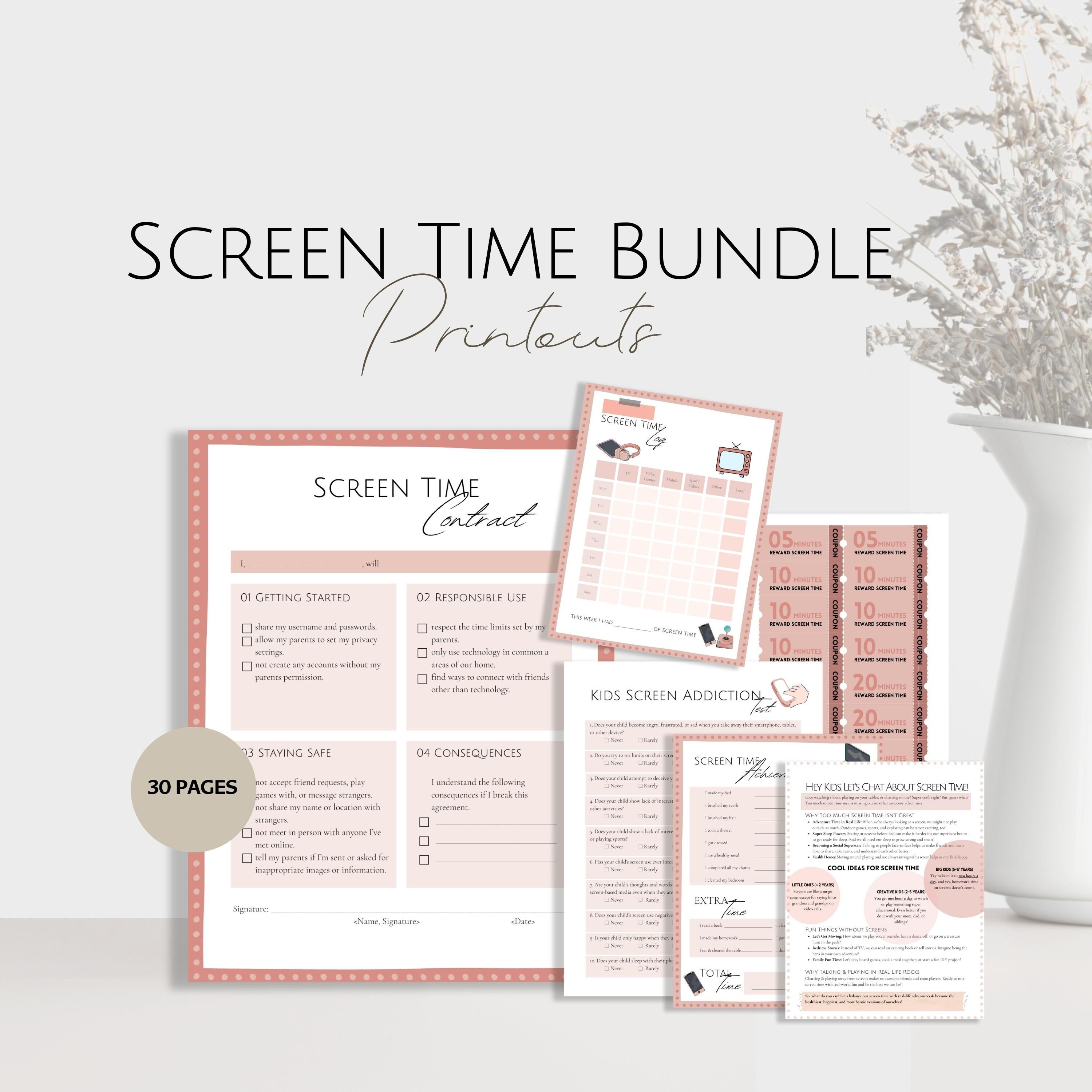 Screen Time Bundle, Printable Screen Time Contract, Digital Behavior ...