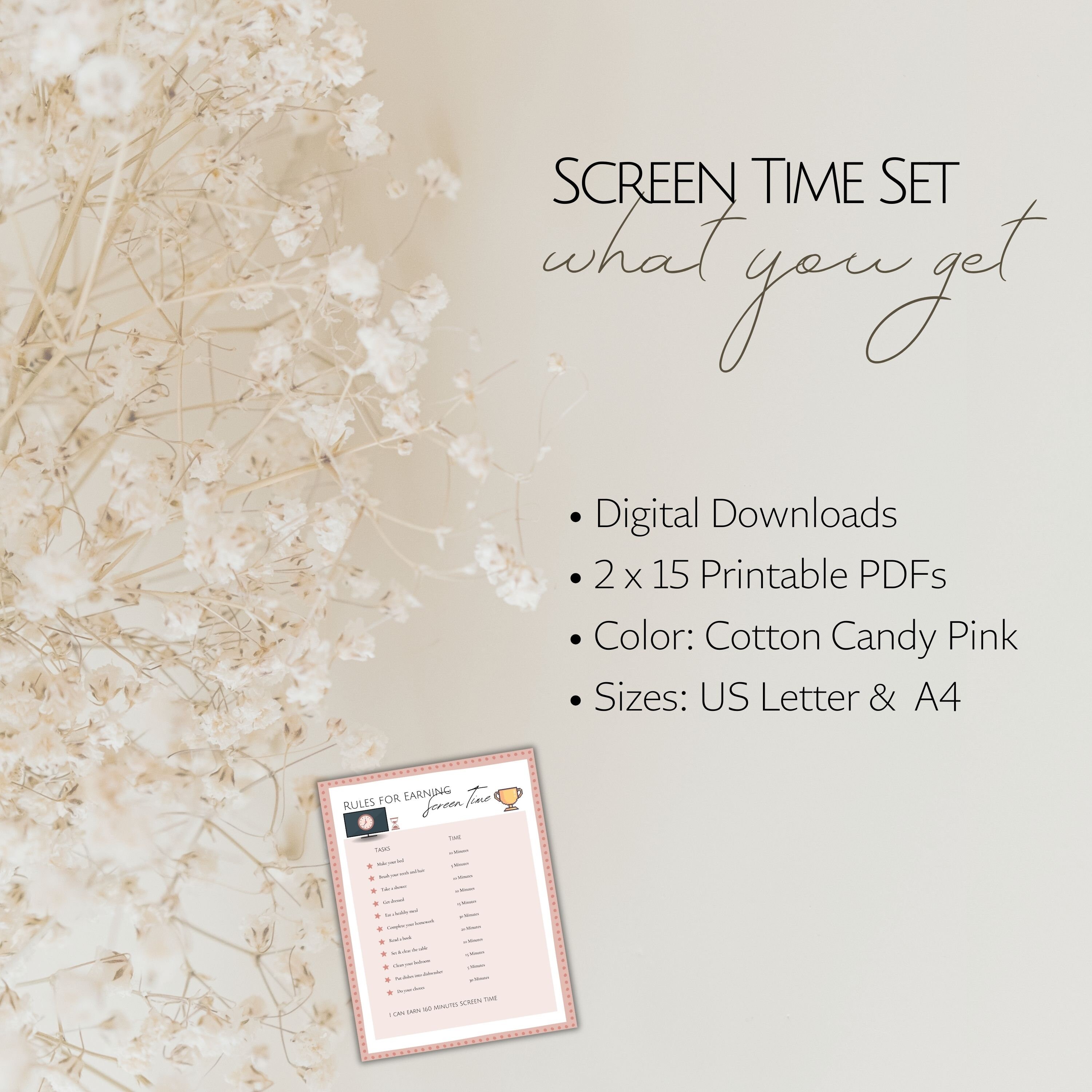 Screen Time Bundle, Printable Screen Time Contract, Digital Behavior ...