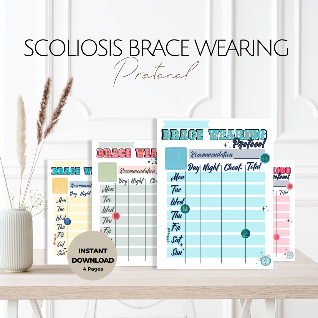 Scoliosis Back Brace Wearing Protocol, Weekly Tracking Journal, Spine ...