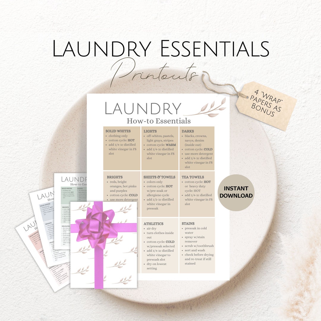 Laundry Essentials Guide, Printable Housewarming Party Gift, Family ...