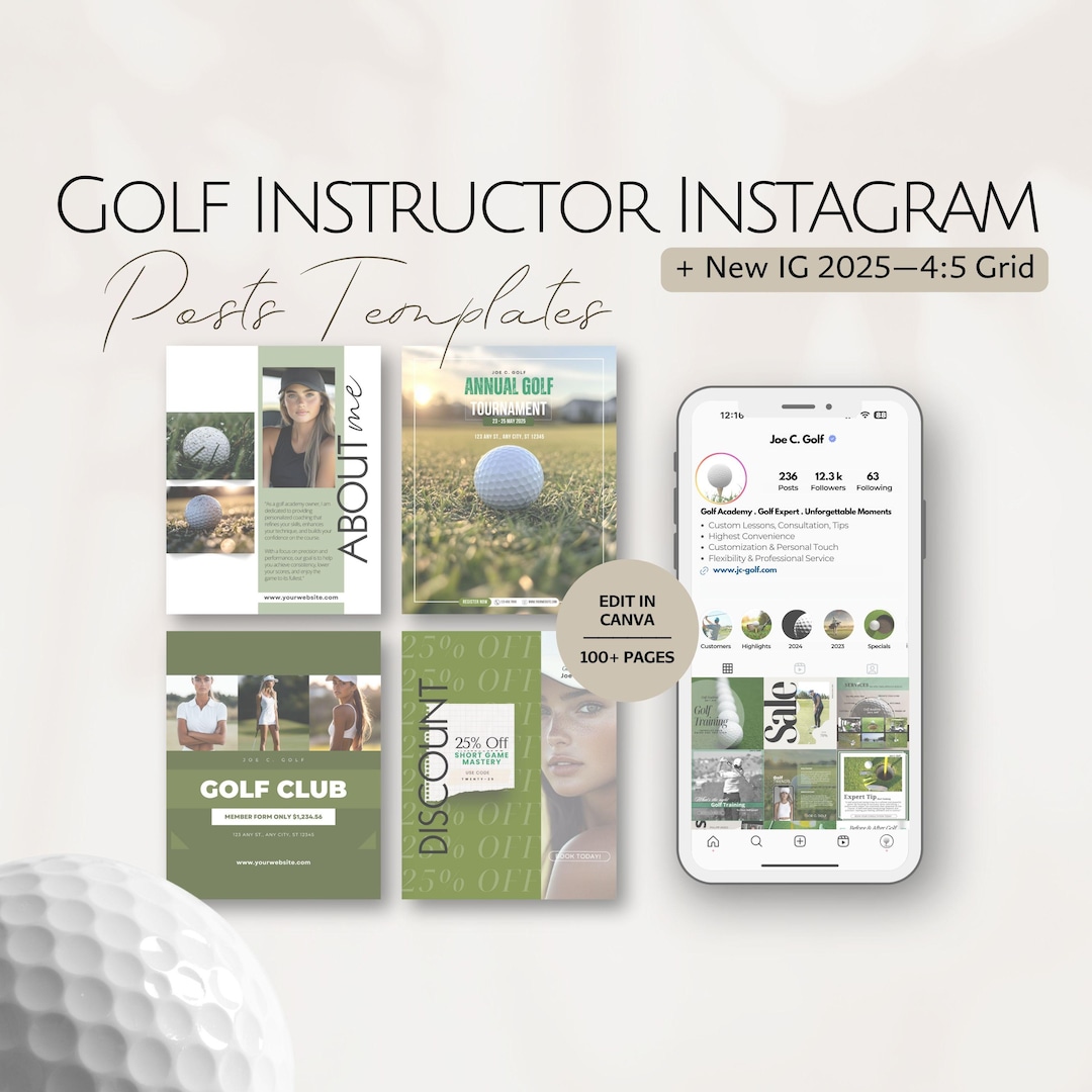 Golf Instructor Instagram Templates, Golfing Academy Specialist ...