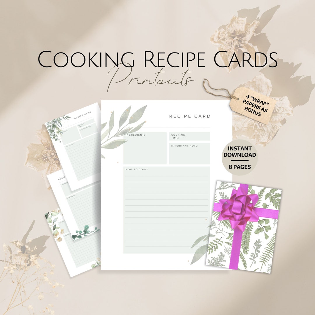 Cooking Recipe Templates, Birthday Gift for Cooking Enthusiasts ...