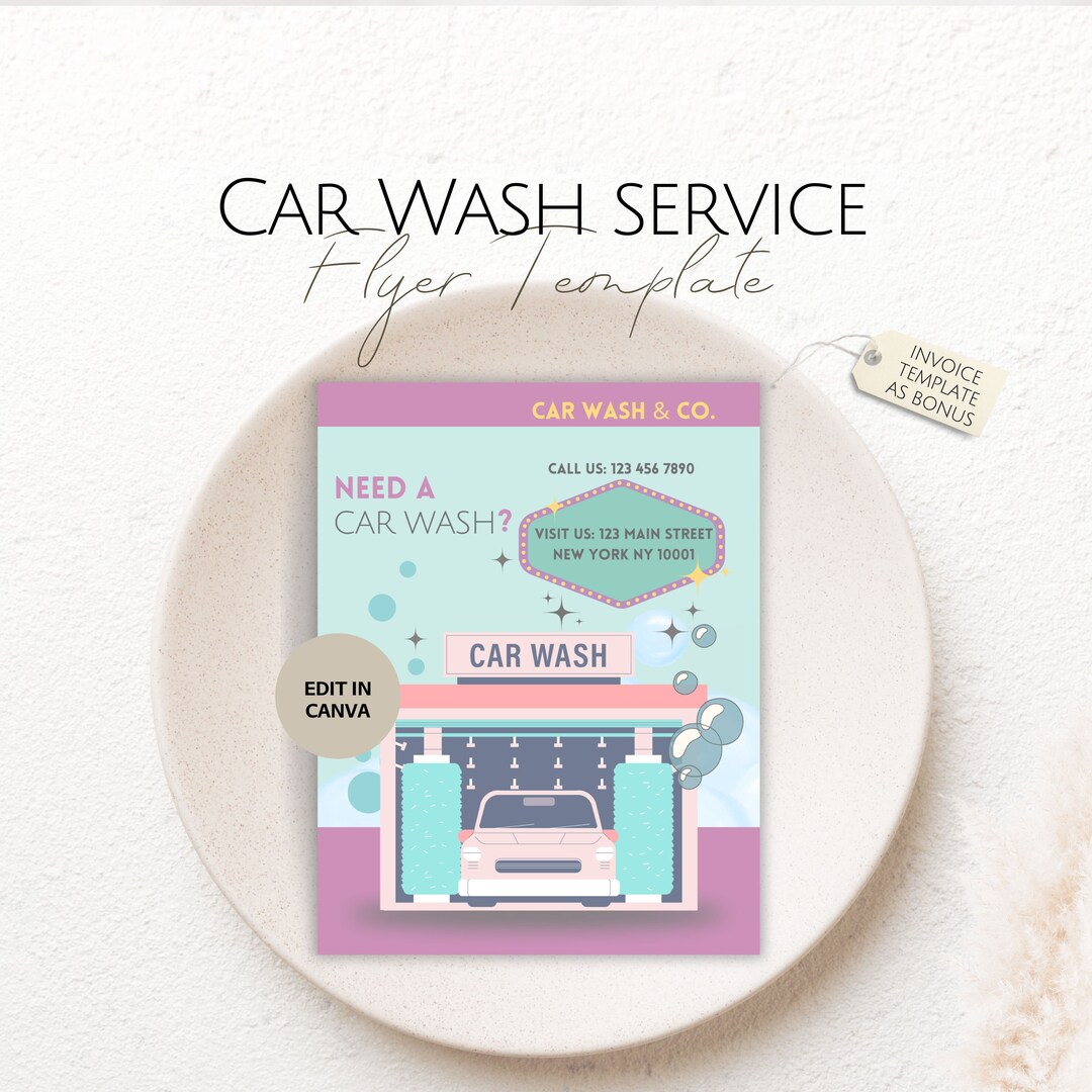 Editable Car Wash Service Flyer, Canva Car Washing Shop Advertising ...