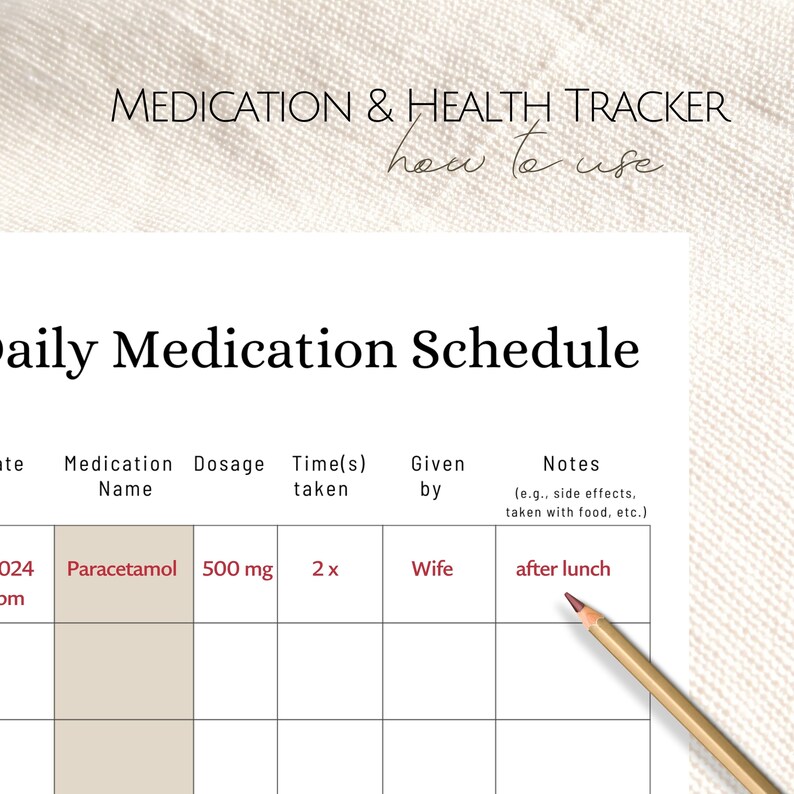 Medication Health Tracker, Printable Birthday Gift, Vaccination ...