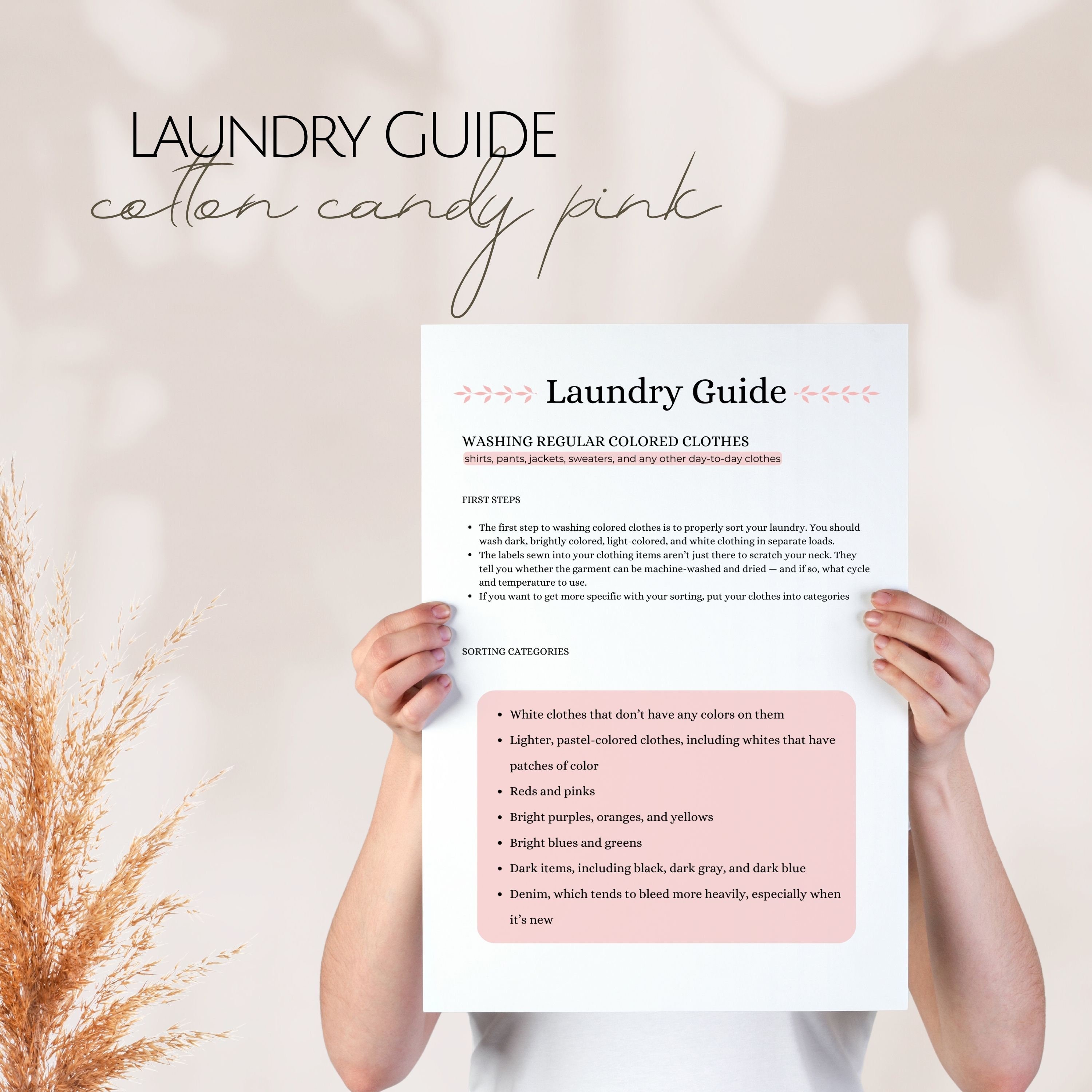 LAUNDRY GUIDE Printable Wash & Dry Instructions, Washing Planner, Care ...
