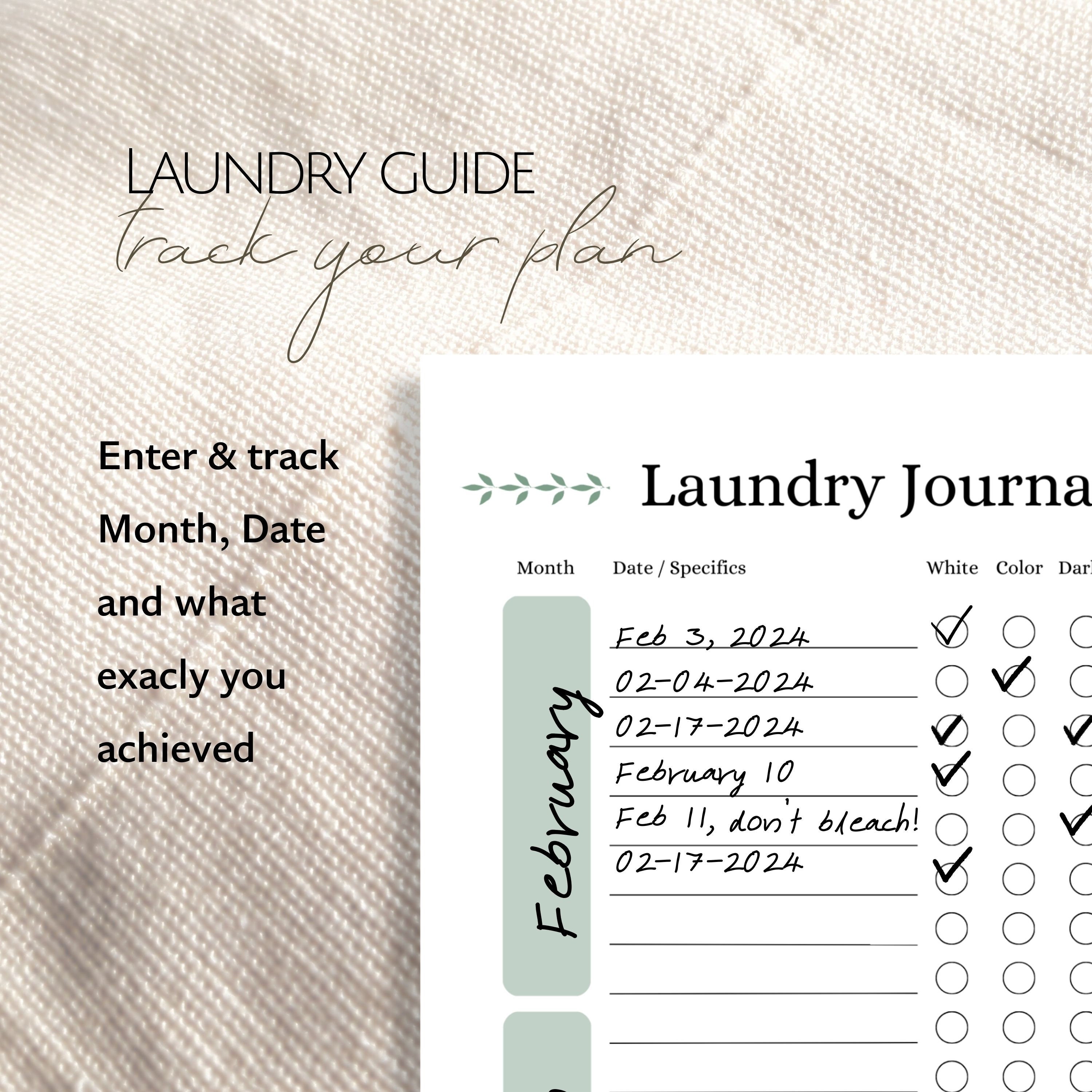 LAUNDRY GUIDE Printable Wash & Dry Instructions, Washing Planner, Care ...
