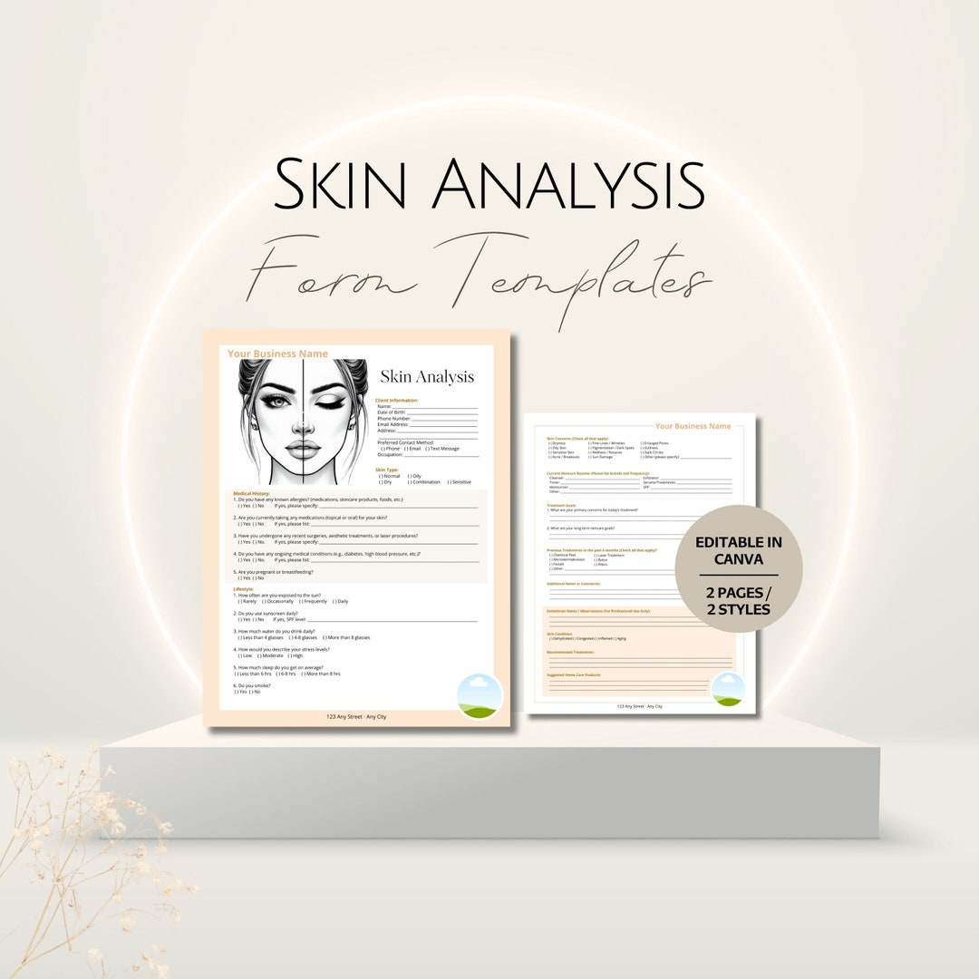 Skin Analysis Form Template, Editable Facial Assessment, Professional ...