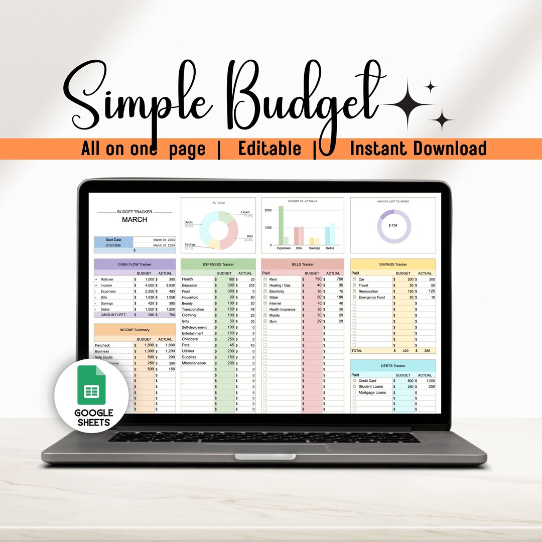 BUDGET Planner Google Sheets Monthly Digital Spreadsheet Paycheck ...