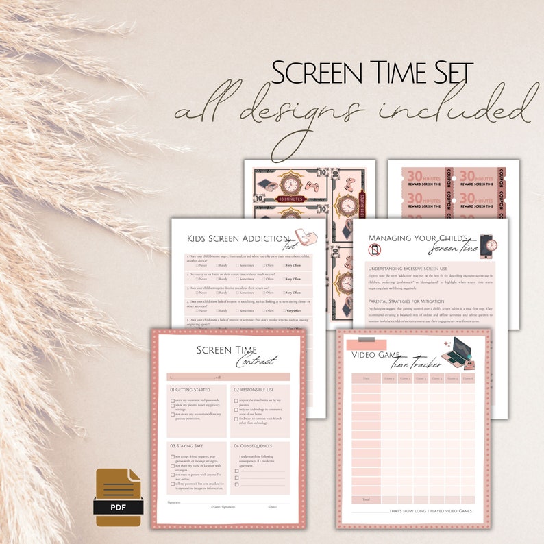 Screen Time Bundle, Printable Screen Time Contract, Digital Behavior ...