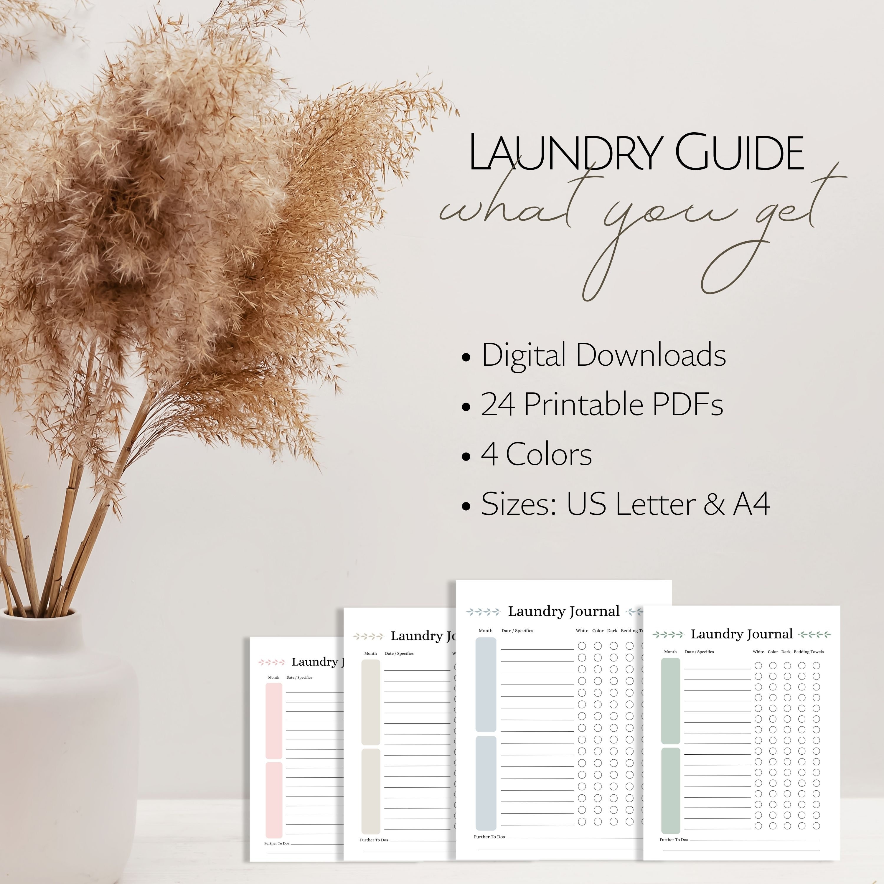 LAUNDRY GUIDE Printable Wash & Dry Instructions, Washing Planner, Care ...