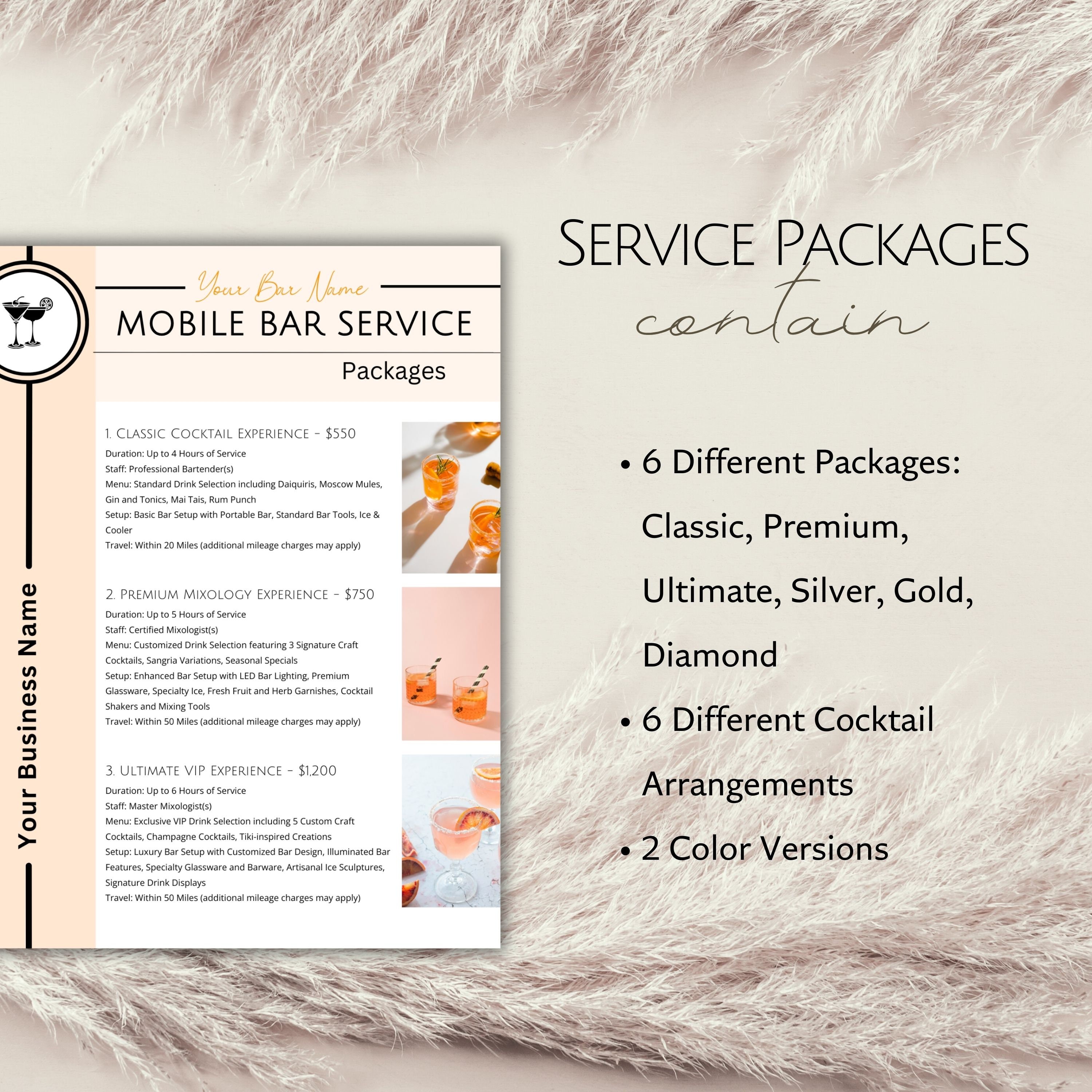 Bar Service Packages Templates, Mobile Bartender Package Template ...