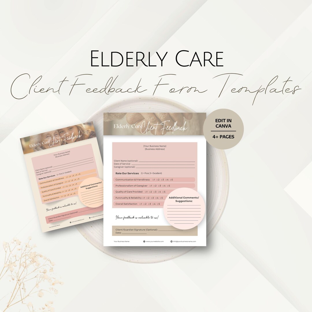Elderly Care Client Feedback Templates, Editable Business Template ...