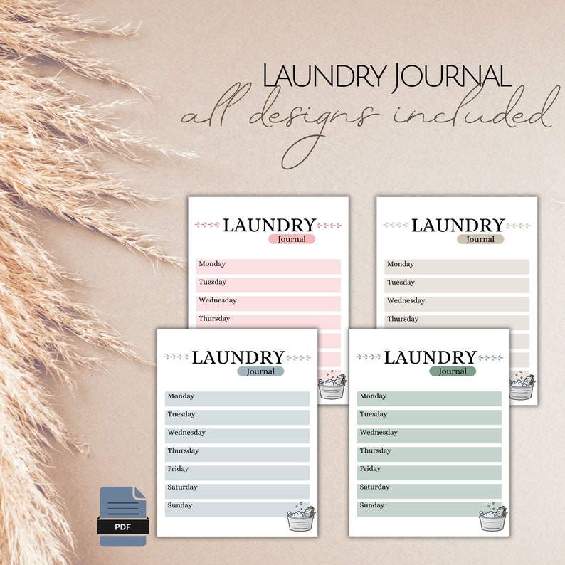 Laundry JOURNAL, Printable Weekly Washing Planner, Wash and Dry Chores ...