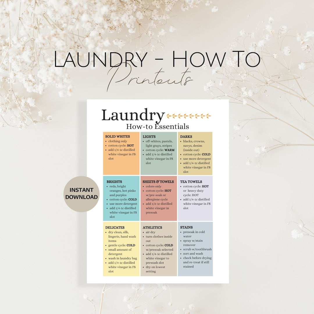 Laundry How to Guide, Printable Washing Planner, Wash and Dry Chores ...