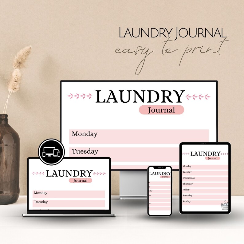 Laundry JOURNAL, Printable Weekly Washing Planner, Wash and Dry Chores ...