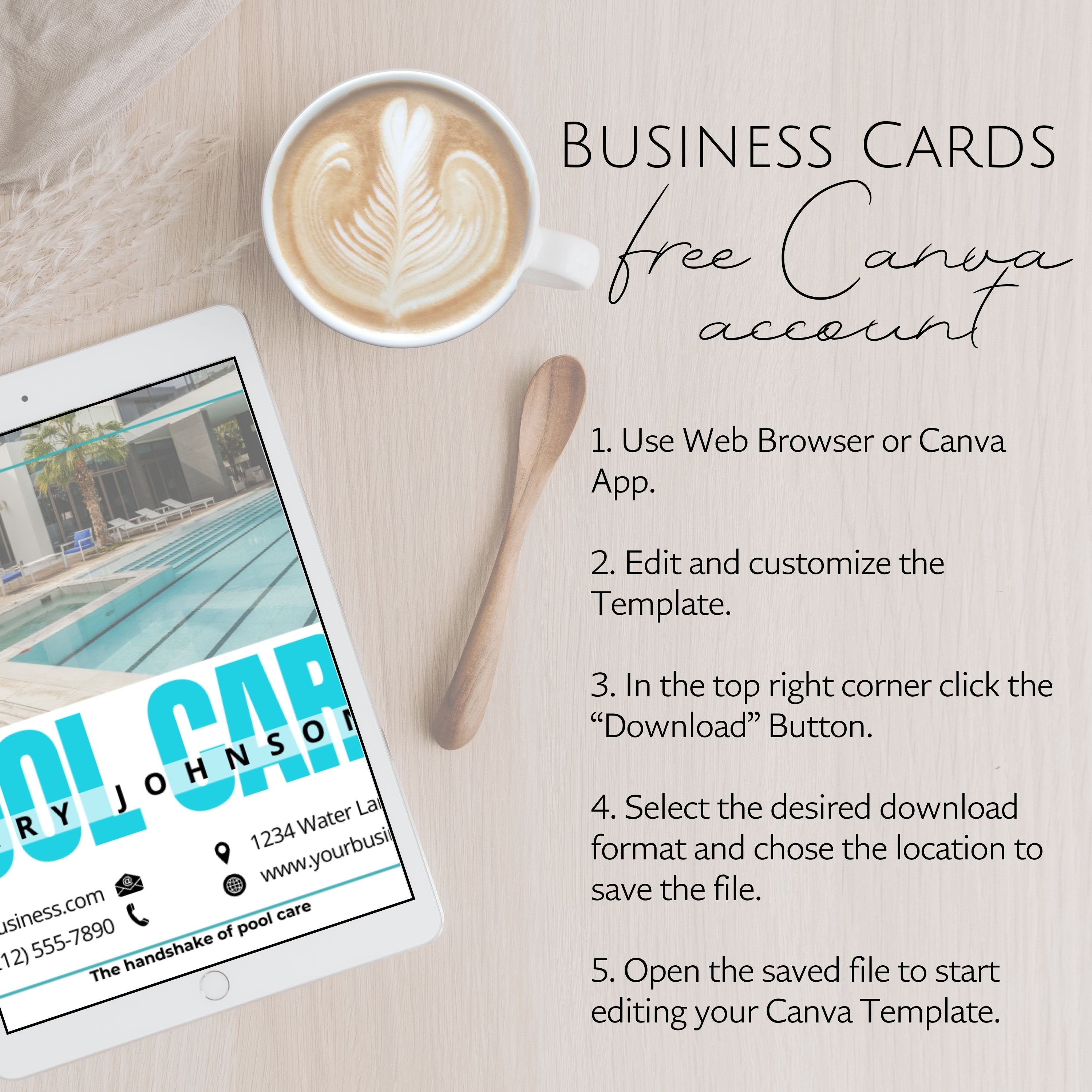 Pool Care Business Card Templates, Editable Cleaning and Repair Info ...