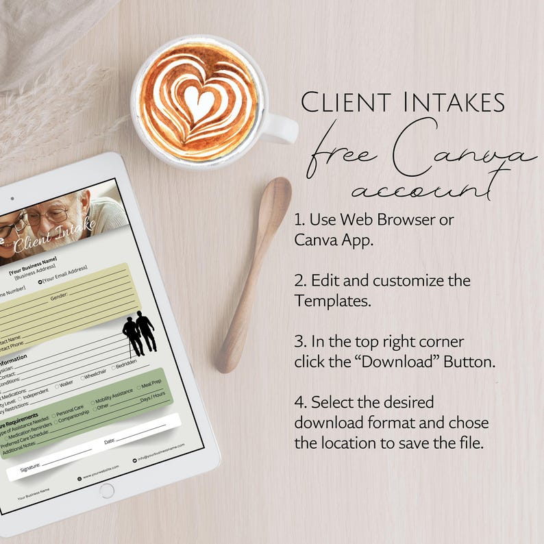 Elderly Care Client Intake Forms Templates, Editable Business Template ...