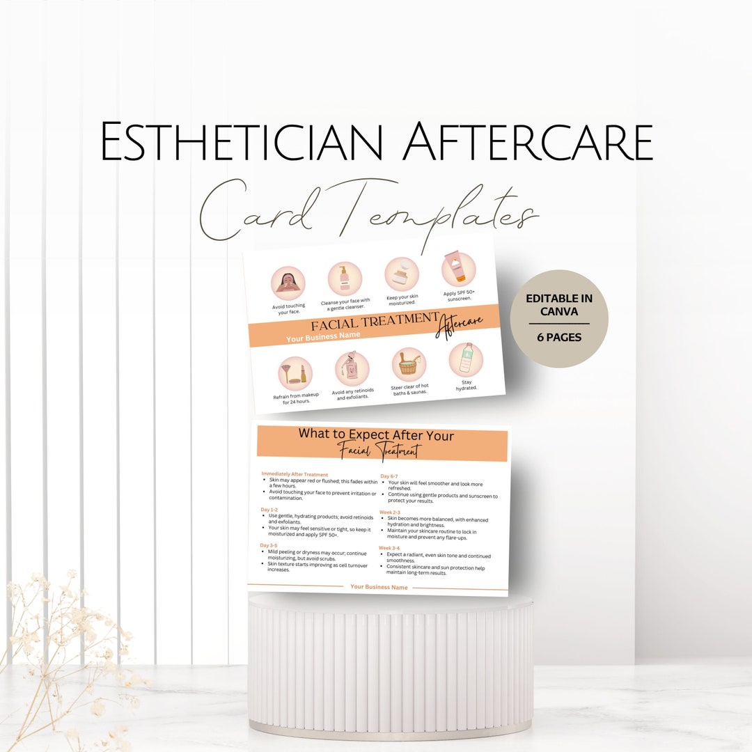 Esthetician Aftercare Card, Editable What to Expect After Facial Cards ...