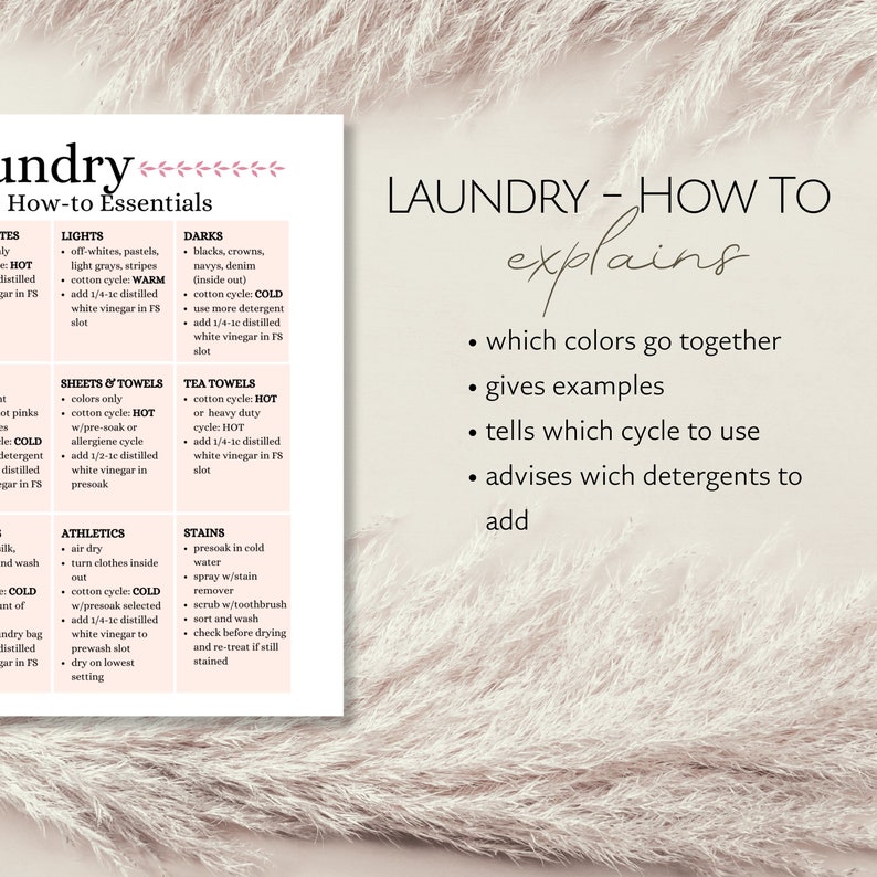 Laundry How to Guide, Printable Washing Planner, Wash and Dry Chores ...
