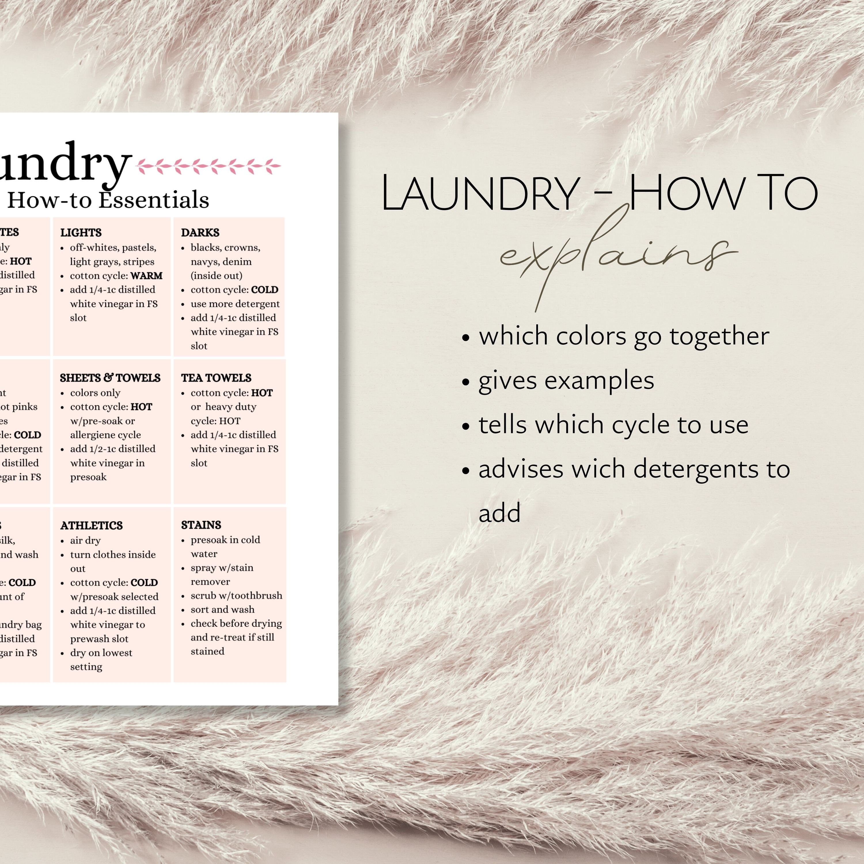 Laundry How to Guide, Printable Washing Planner, Wash and Dry Chores ...