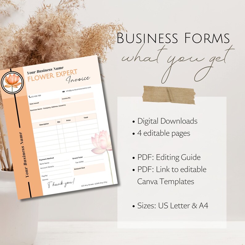 Florist Forms Templates, Editable Floral Invoice Receipt Form ...