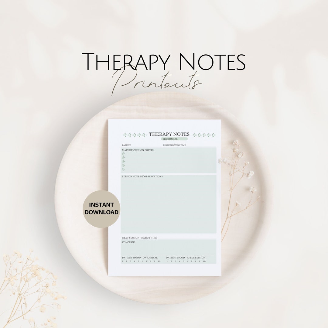Therapy Notes Template Sheets, Printable Therapist Note Worksheet ...