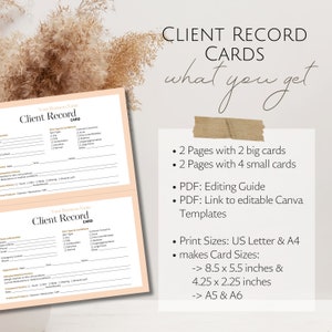 Esthetician Client Record Card Templates, Editable Beauty Salon Service ...