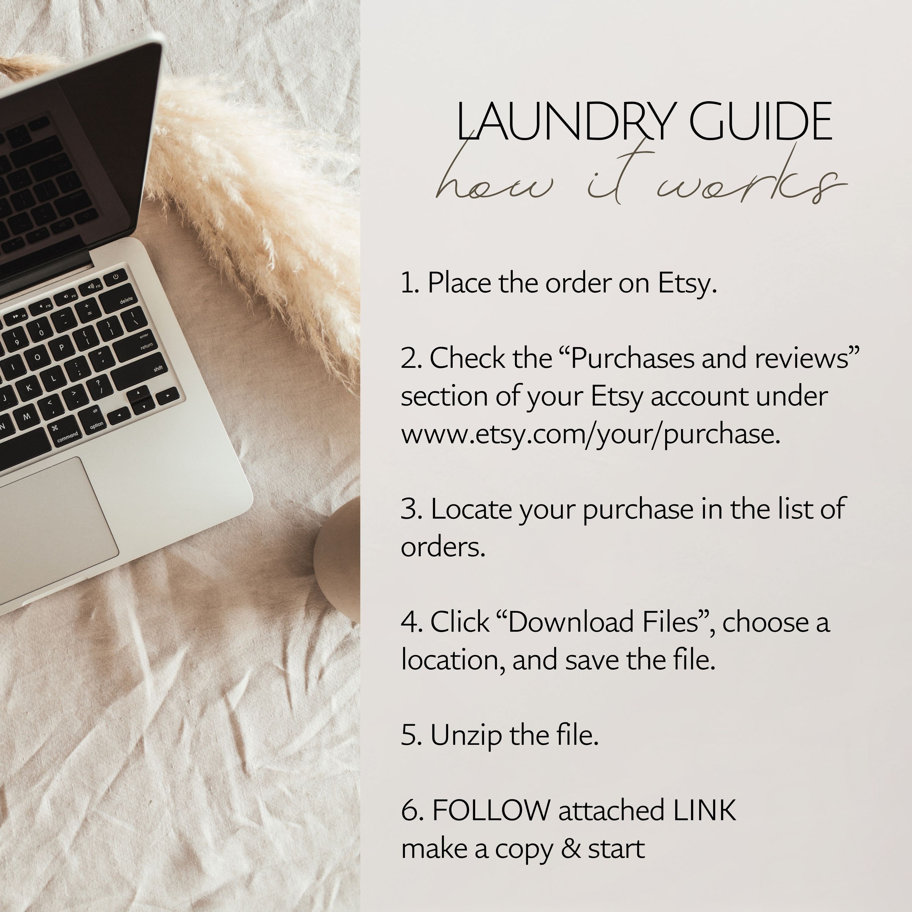 LAUNDRY GUIDE Printable Wash & Dry Instructions, Washing Planner, Care ...