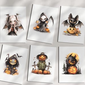 40 PNG Watercolor Cute Halloween Bundle Clipart, Kawaii Halloween ...
