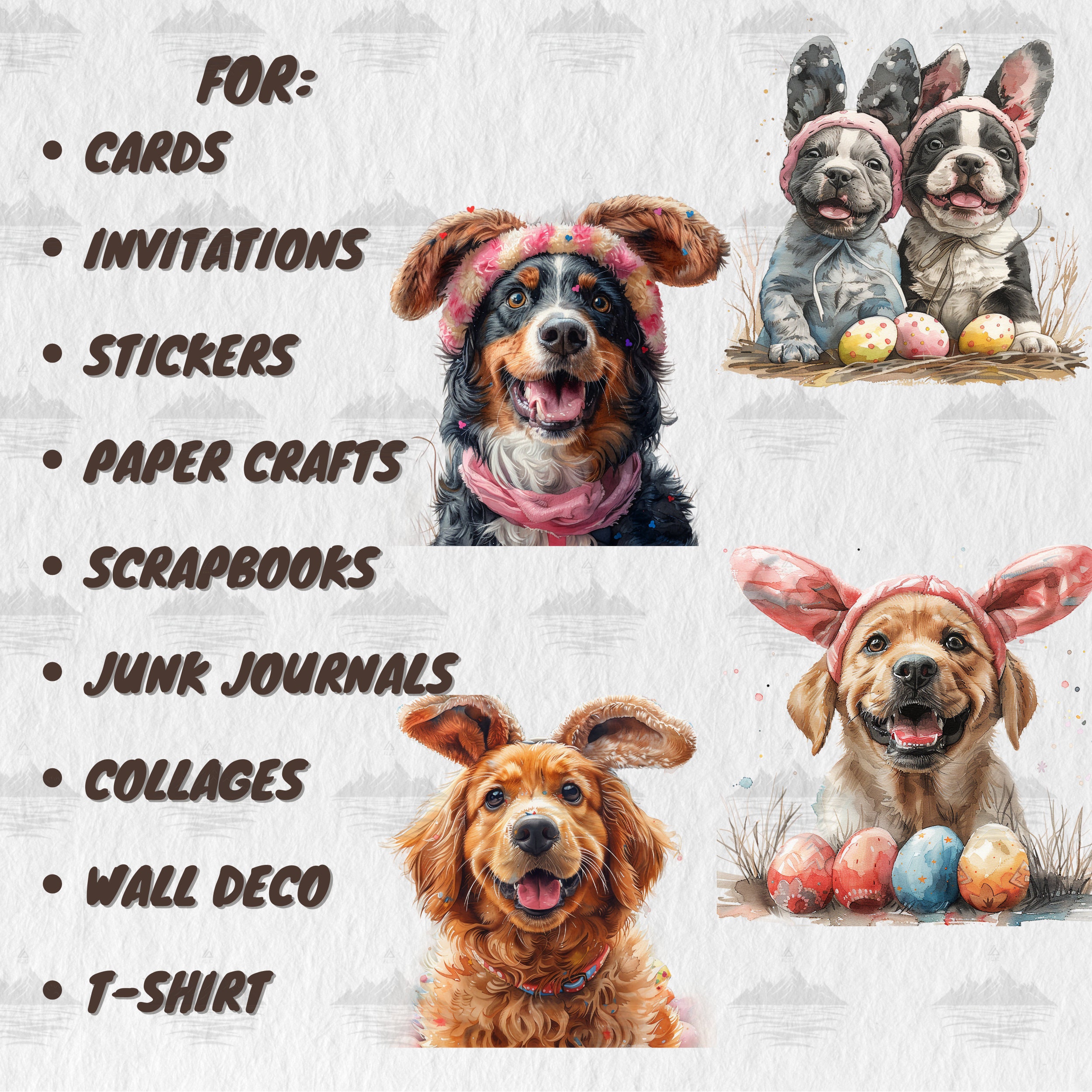 Cute Easter Dog Clipart ,digital Download, Spring Puppies Art for DIY ...