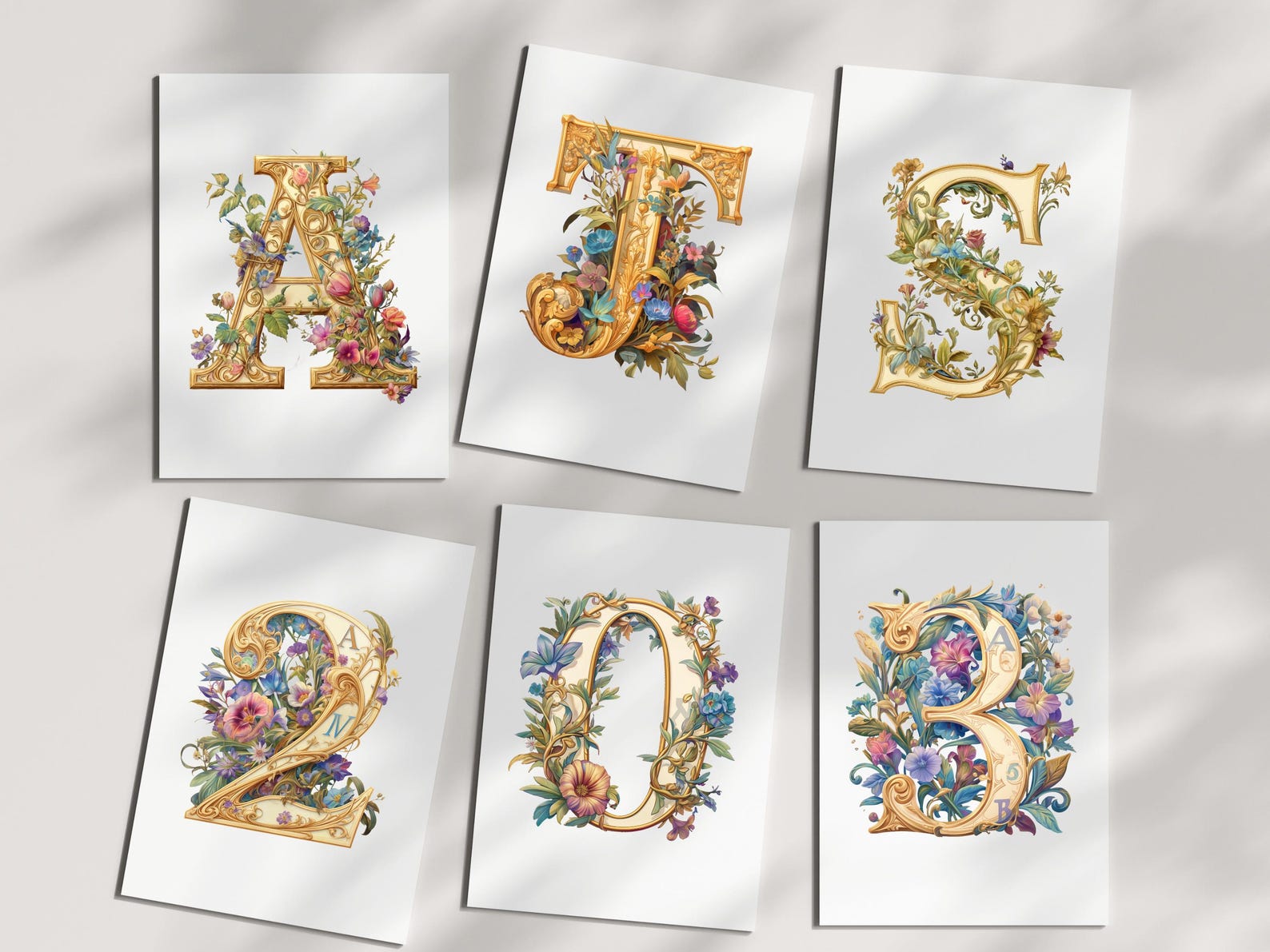 36 Art Nouveau Illuminated Initials Clipart Bundle Full English ...
