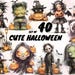 40 PNG Watercolor Cute Halloween Bundle Clipart, Kawaii Halloween ...