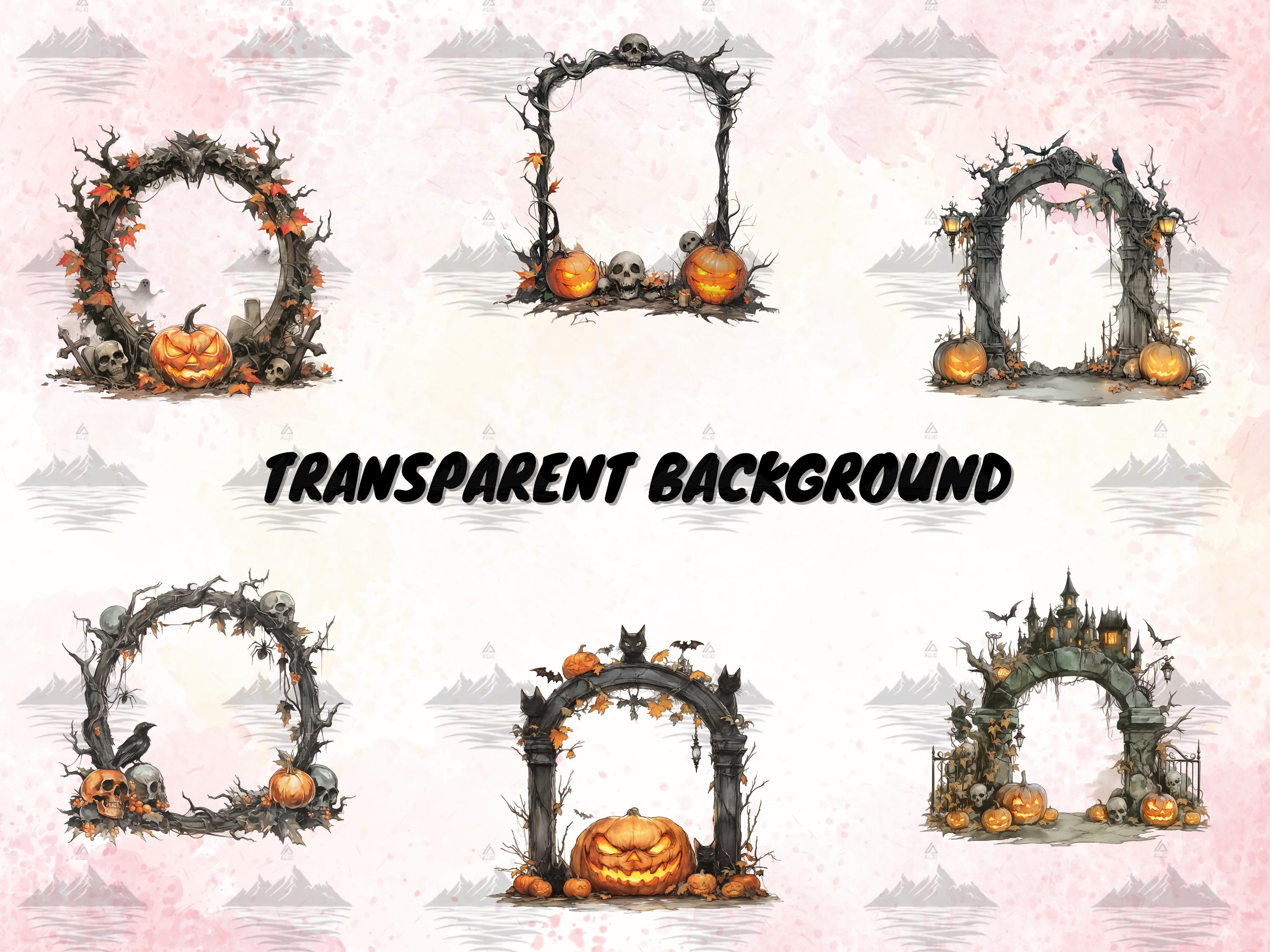 40 PNG Watercolor Halloween Frames Clipart, Halloween Wreaths ...