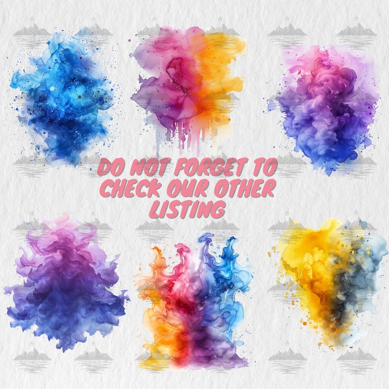 35 Watercolor Color Splash Clipart PNG Paint Splatter Clipart Alcohol ...