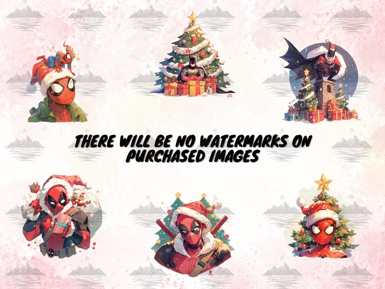 30 Christmas Superheroes Clipart, Whimsical Holiday Images for Festive ...