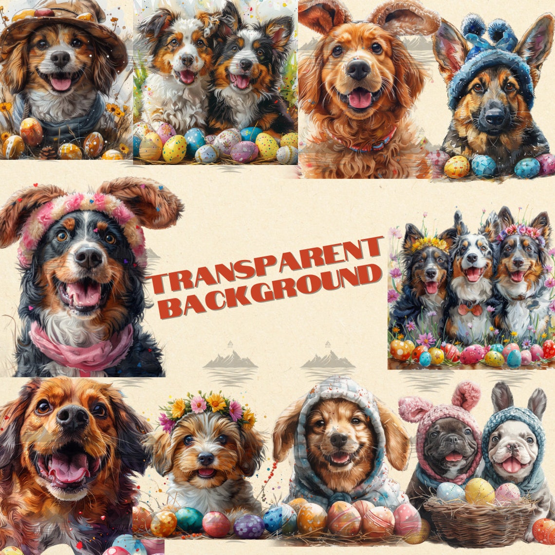Cute Easter Dog Clipart ,digital Download, Spring Puppies Art for DIY ...
