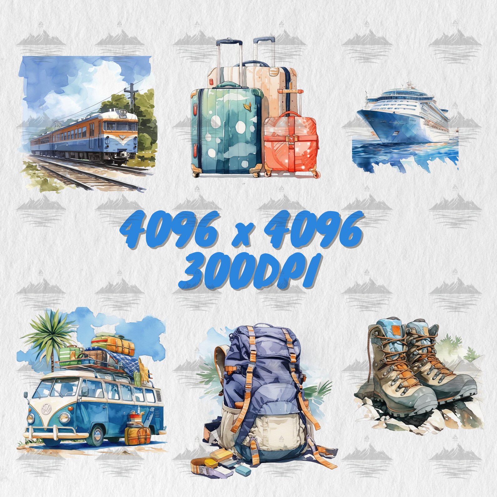 35 Watercolor Travel Clipart,vacation Holiday Graphics, Plane, Travel ...