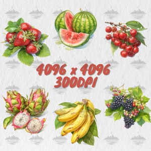 35 Watercolor Fruits Clipart | Apple, Banana, Orange, Strawberry ...