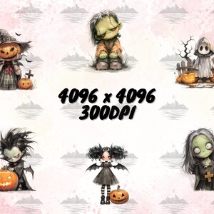 40 PNG Watercolor Cute Halloween Bundle Clipart, Kawaii Halloween ...