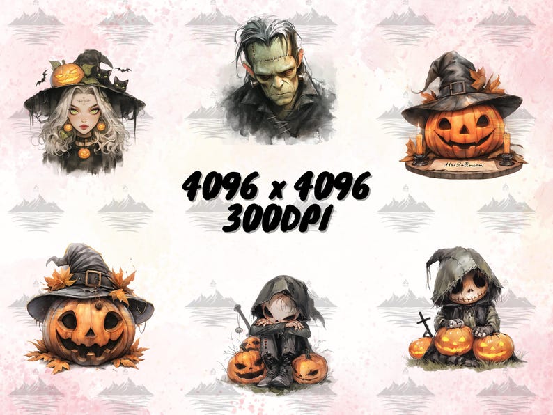 40 Watercolor Happy Halloween Clipart | PNG Graphics, Jack-o-lantern ...