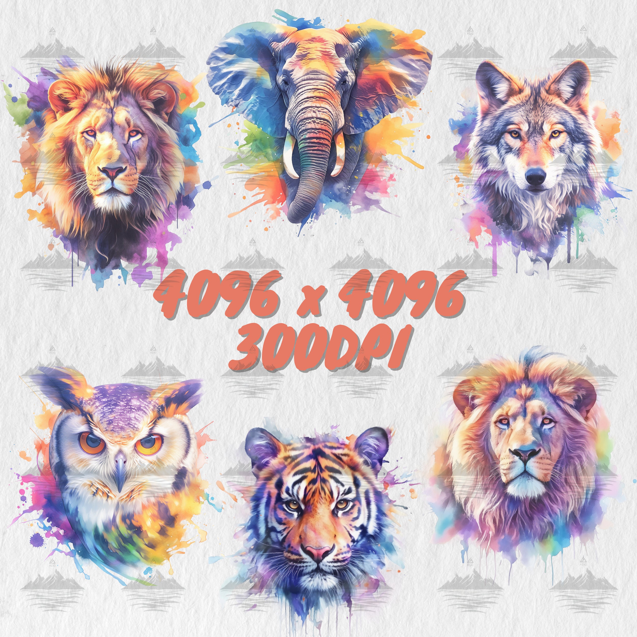 40 Watercolor Animals Clipart, Colorful Animal Illustrations, Rainbow ...