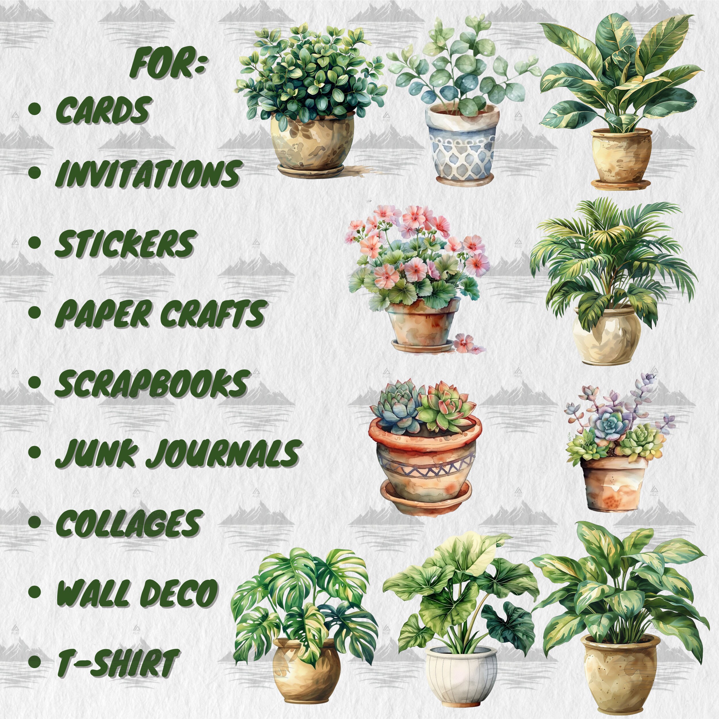 40 Watercolor House Plants Clipart - Watercolor Gardening Download ...