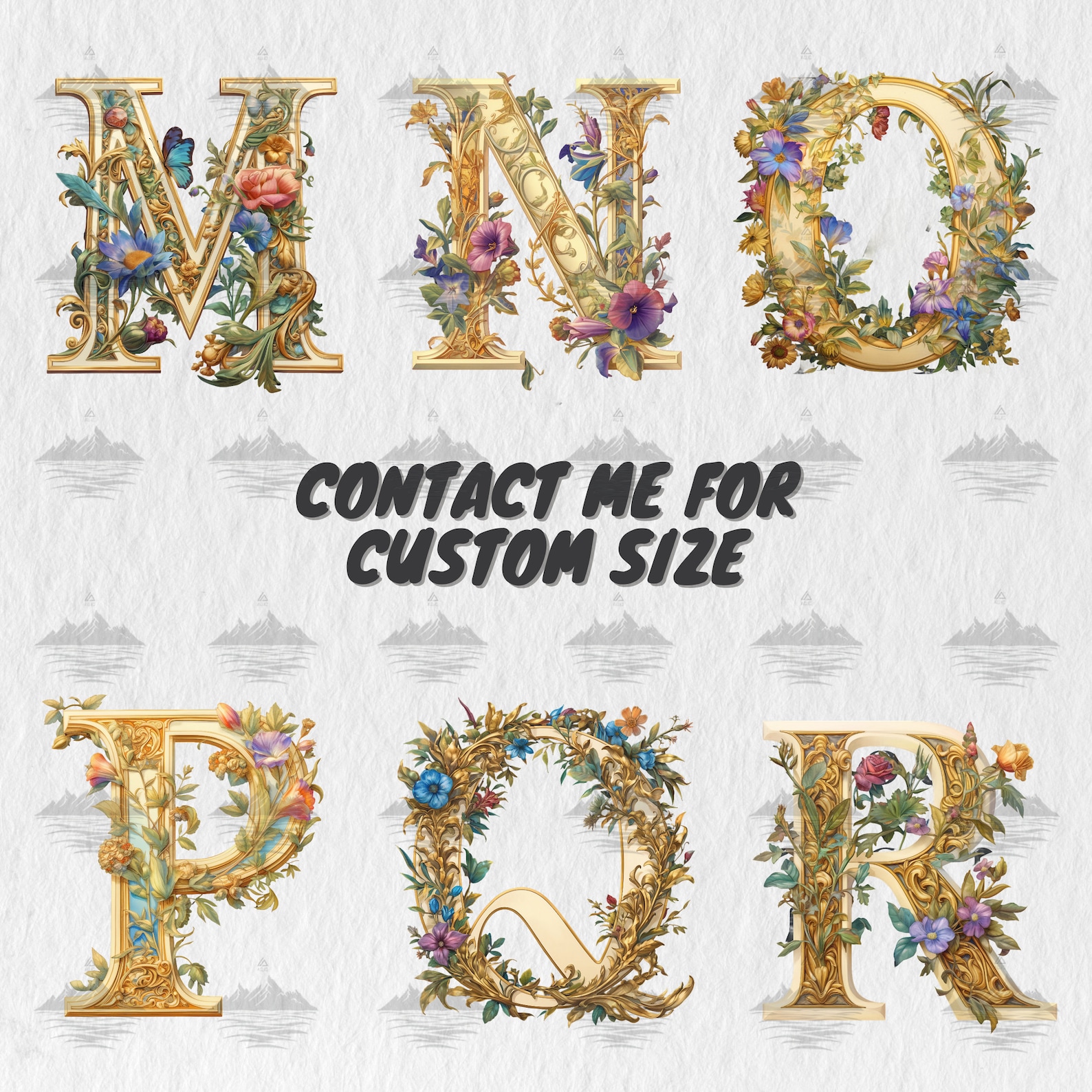 36 Art Nouveau Illuminated Initials Clipart Bundle Full English ...