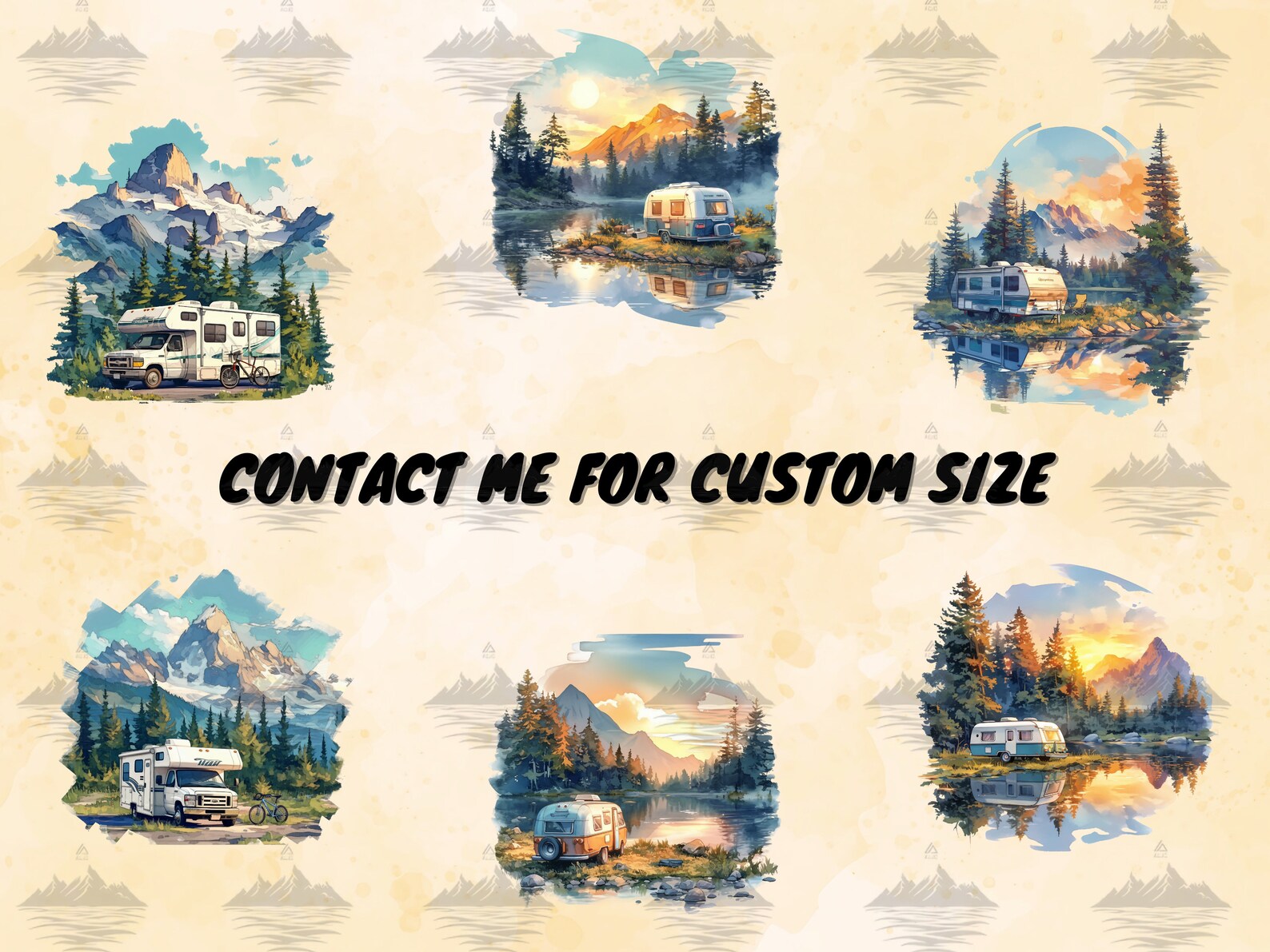 40 Watercolor Camper Vans Clipart, Adventure Van Clipart, Magical ...