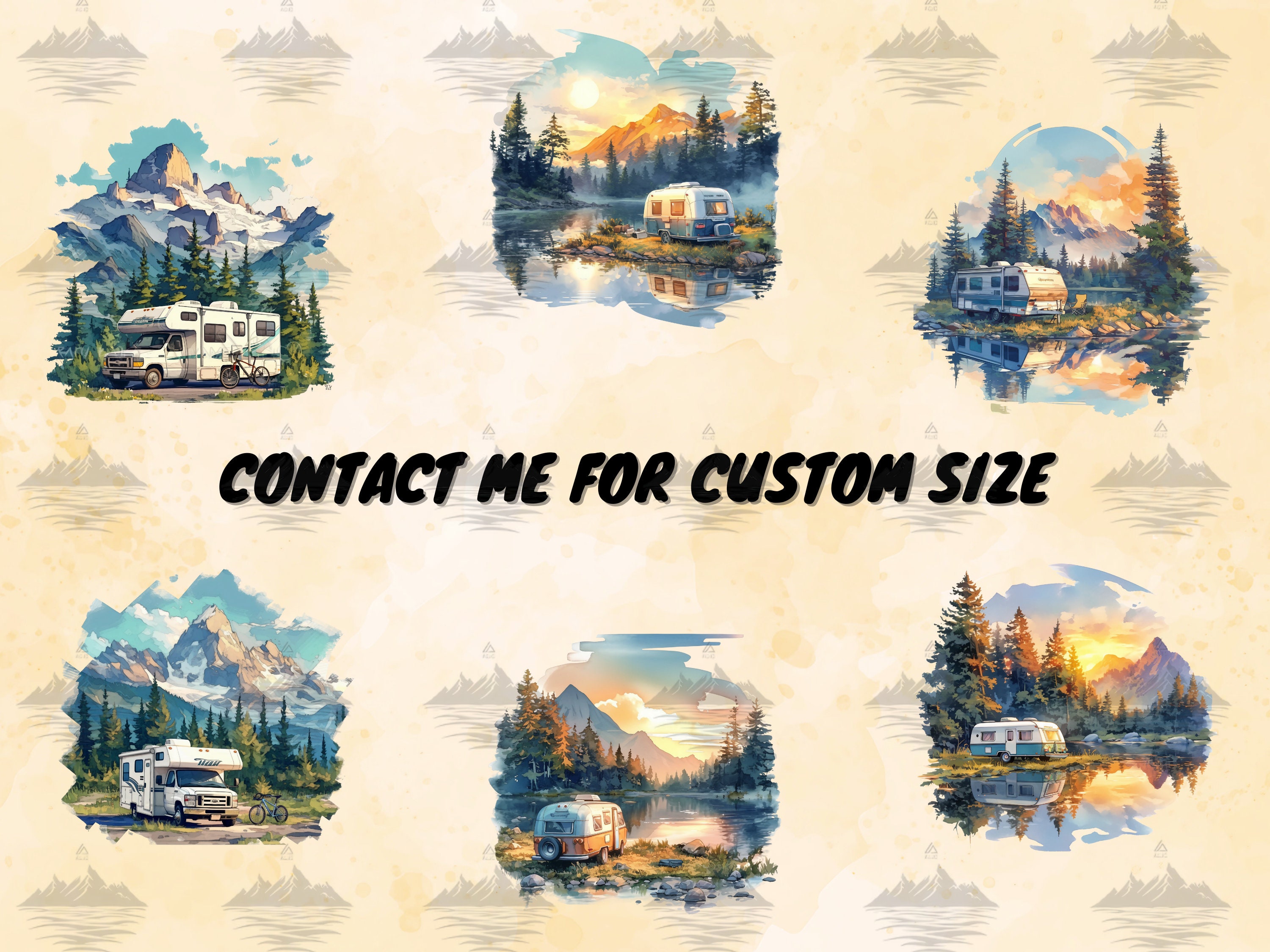 40 Watercolor Camper Vans Clipart, Adventure Van Clipart, Magical ...