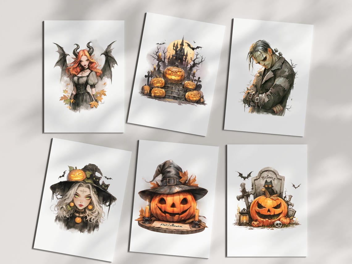 40 Watercolor Happy Halloween Clipart | PNG Graphics, Jack-o-lantern ...