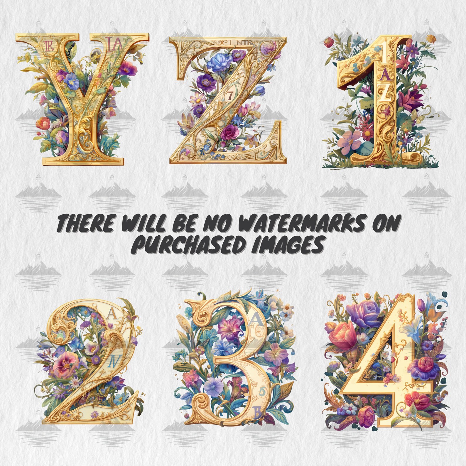 36 Art Nouveau Illuminated Initials Clipart Bundle Full English ...