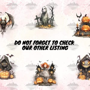 40 PNG Watercolor Cute Halloween Bundle Clipart, Kawaii Halloween ...