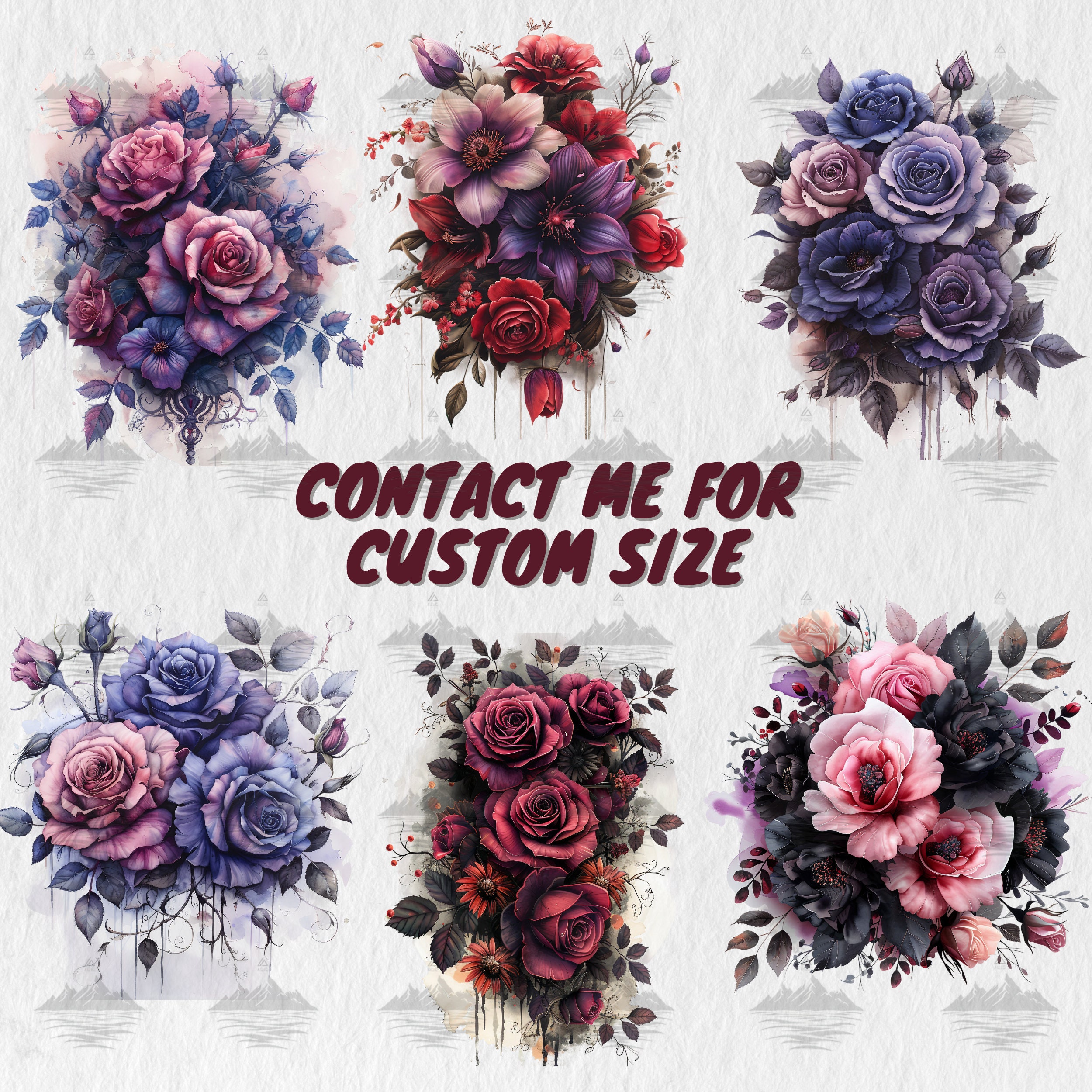 35 Watercolor Gothic Floral Clipart, Magical Gothic Flowers Clip Art ...