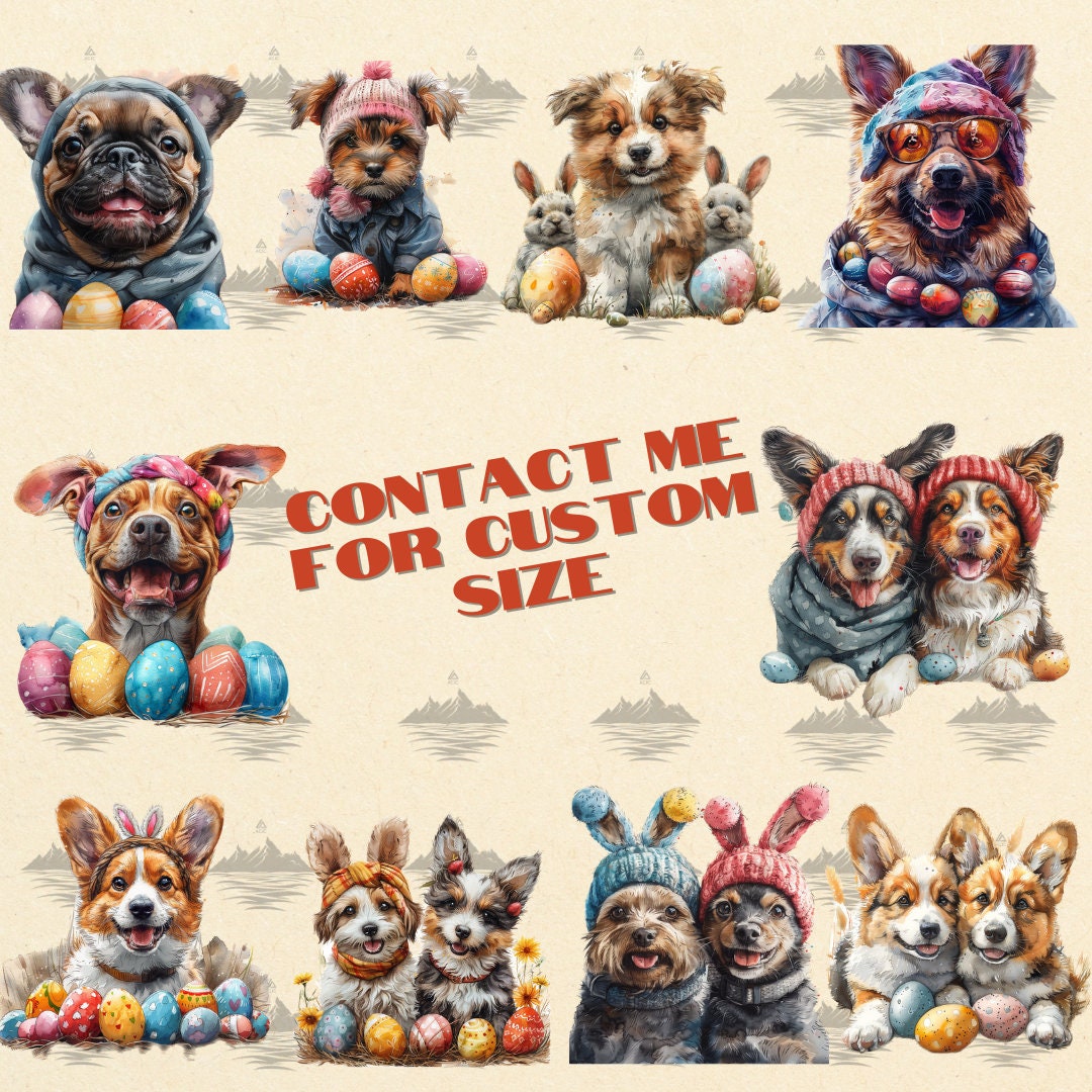 Cute Easter Dog Clipart ,digital Download, Spring Puppies Art for DIY ...